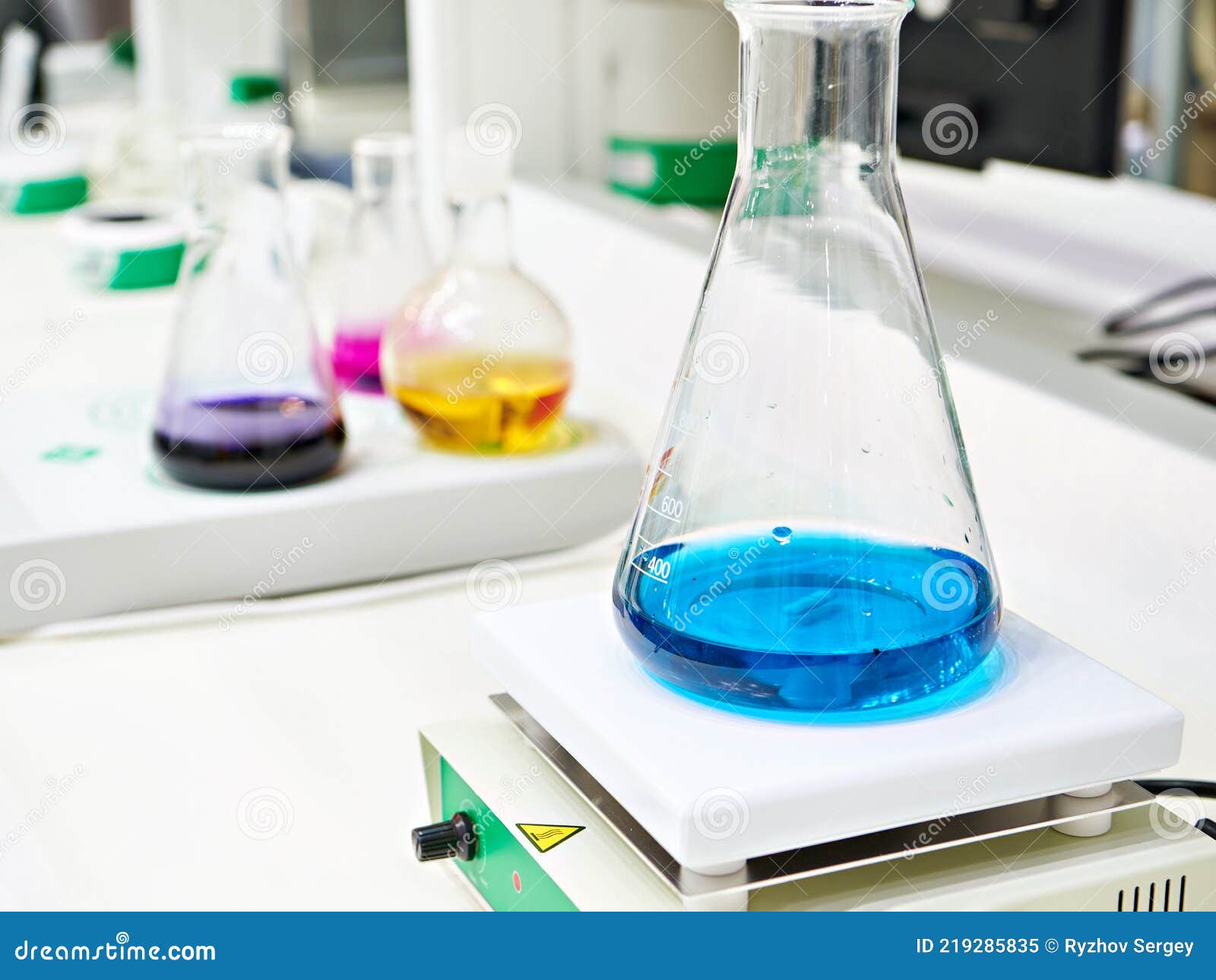 Flasks and Magnetic Stirrer with Heating Stock Image - Image of tube ...