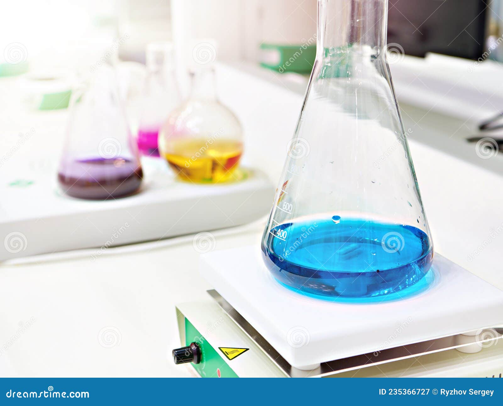 Flasks And Magnetic Stirrer With Heating Stock Photography ...