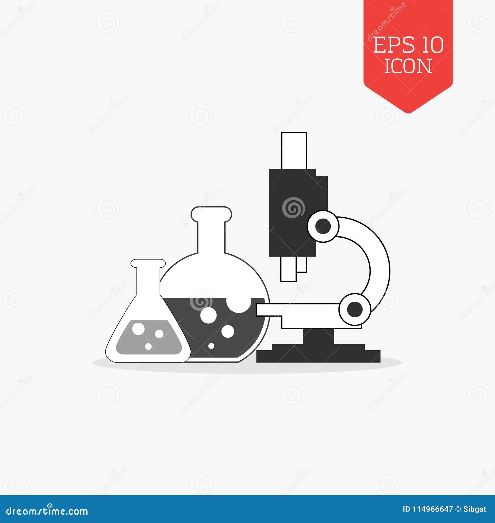 Flasks and Microscope Icon. Research Lab Concept Stock Vector ...