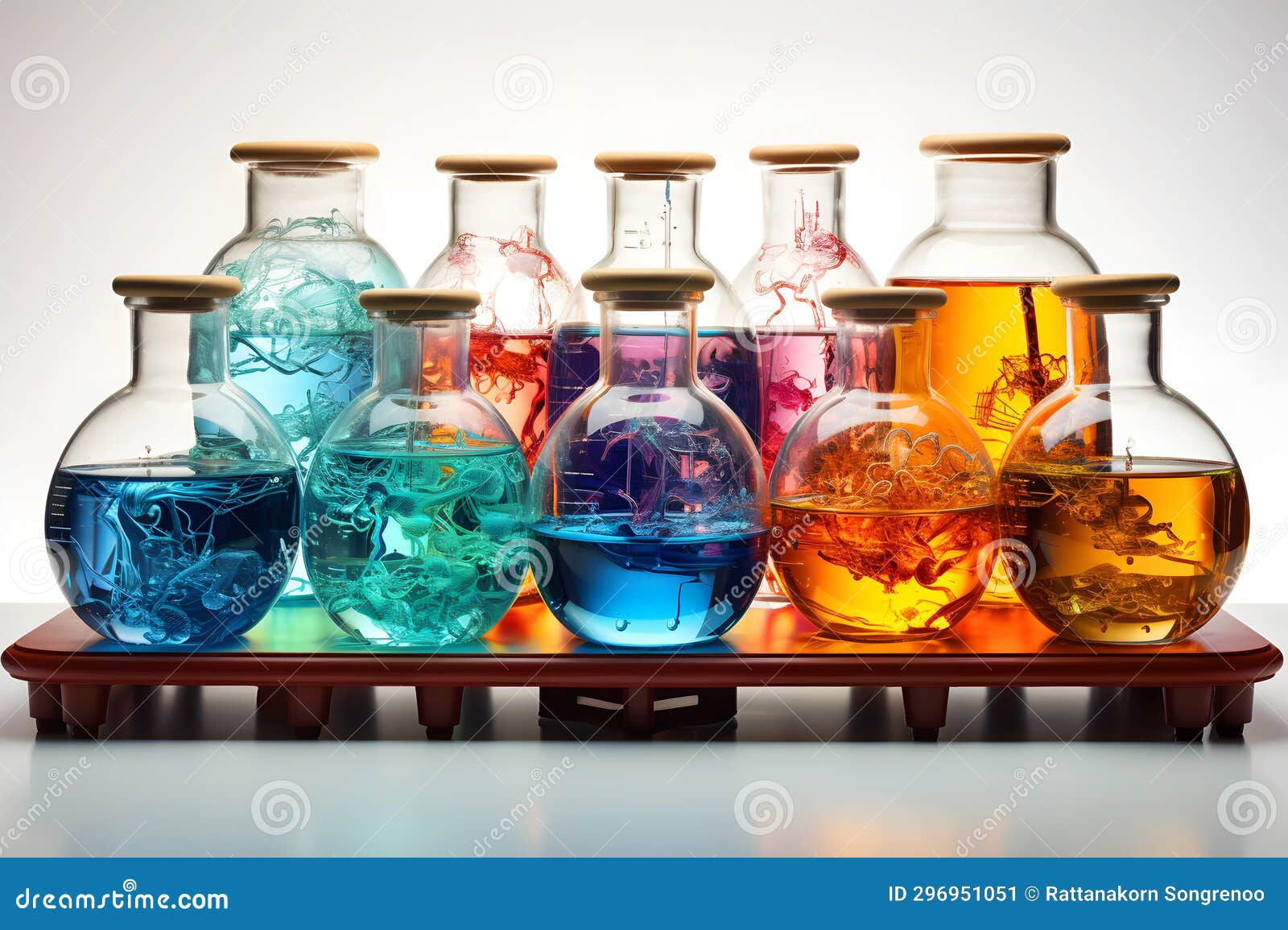 Flasks and Test Tubes with Multicolored Liquid for Chemistry Biology ...