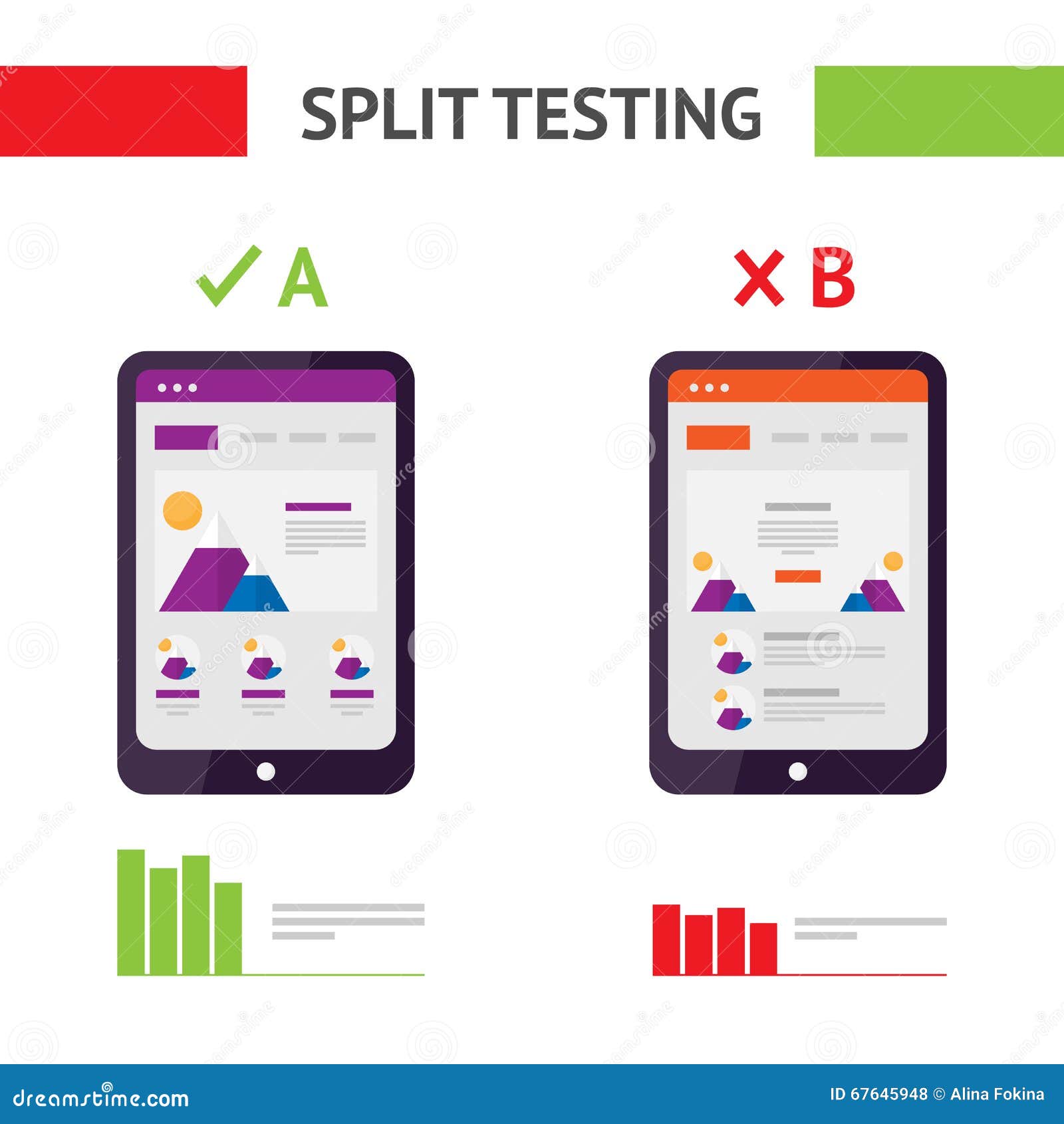 Flat AB Split Testing stock vector. Illustration of group - 67645948
