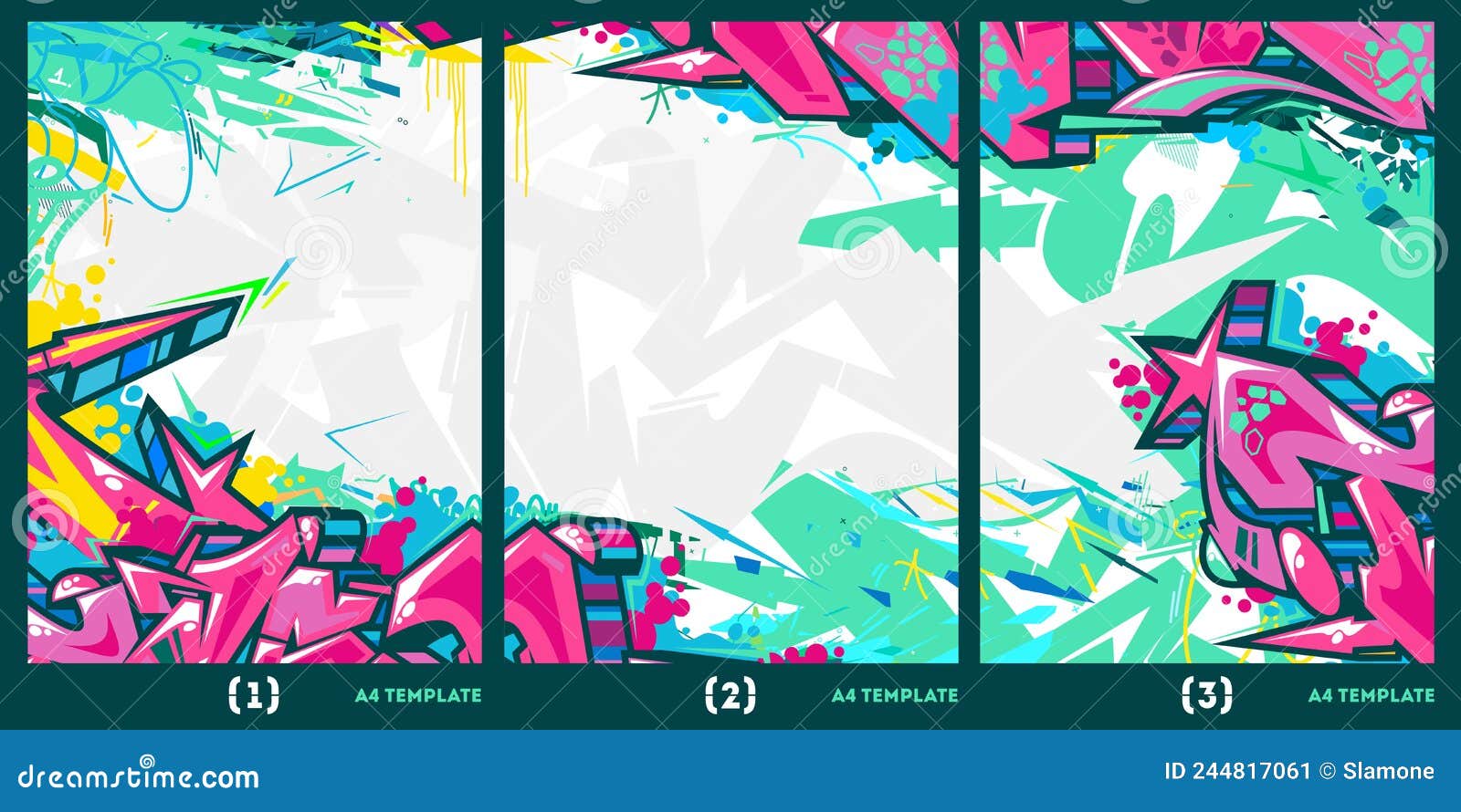 Flat Abstract Graffiti Style A4 Poster Vector Illustration Background ...