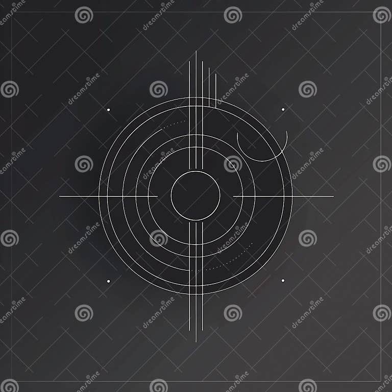 Flat Abstract Logo Design Technical Drawing with Dimensioning Lines ...