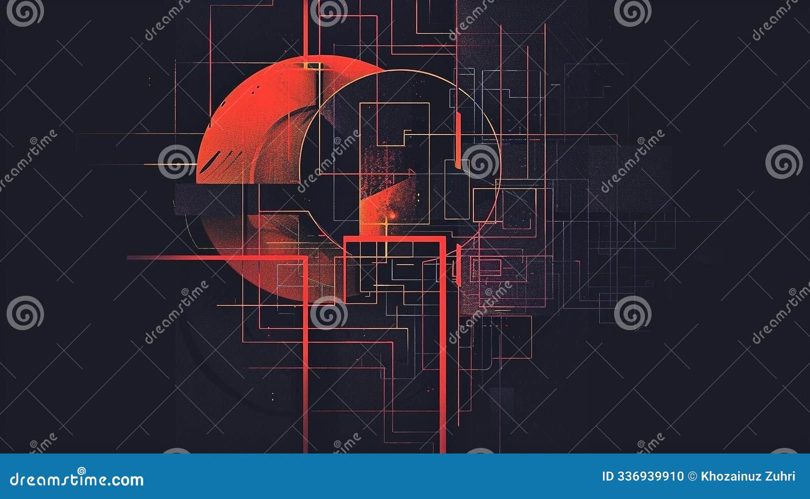 Flat Abstract Logo Design Technical Drawing with Dimensioning Lines ...