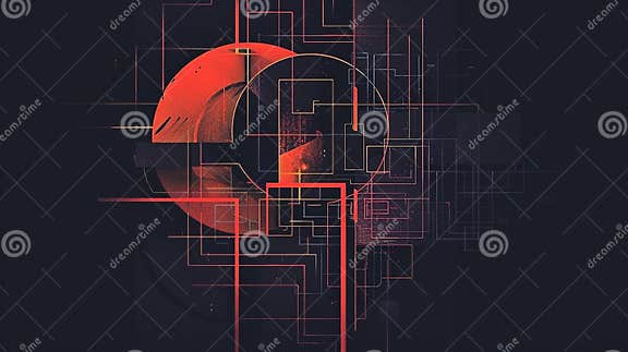 Flat Abstract Logo Design Technical Drawing with Dimensioning Lines ...