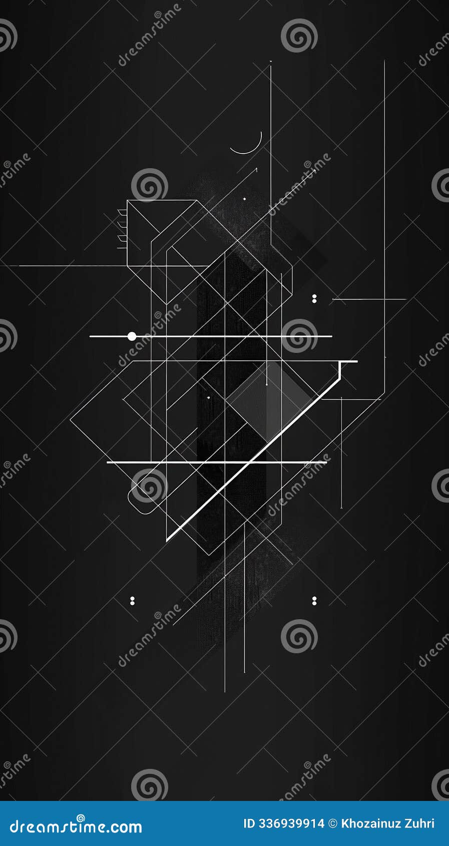 Flat Abstract Logo Design Technical Drawing with Dimensioning Lines ...