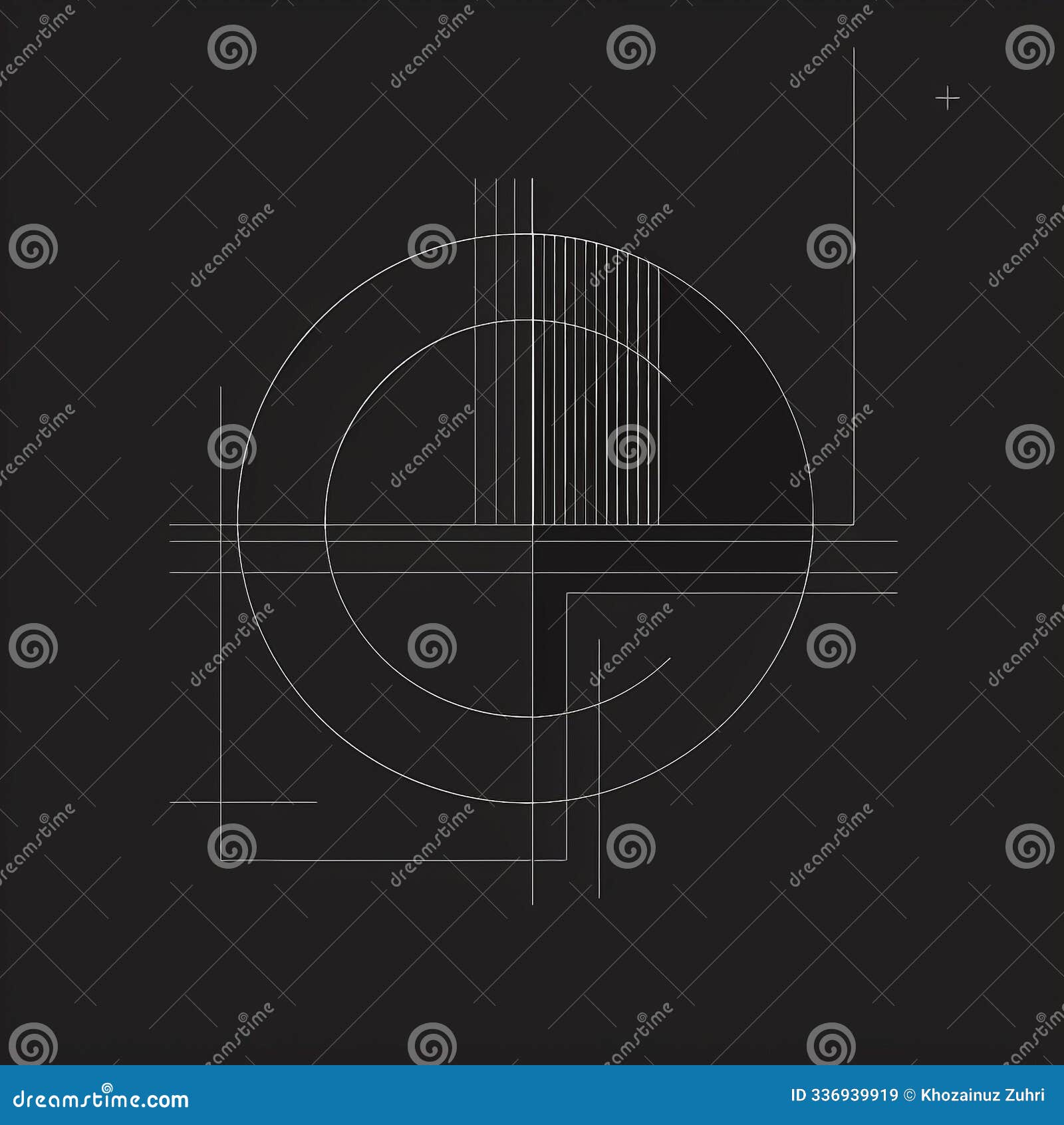 Flat Abstract Logo Design Technical Drawing with Dimensioning Lines ...