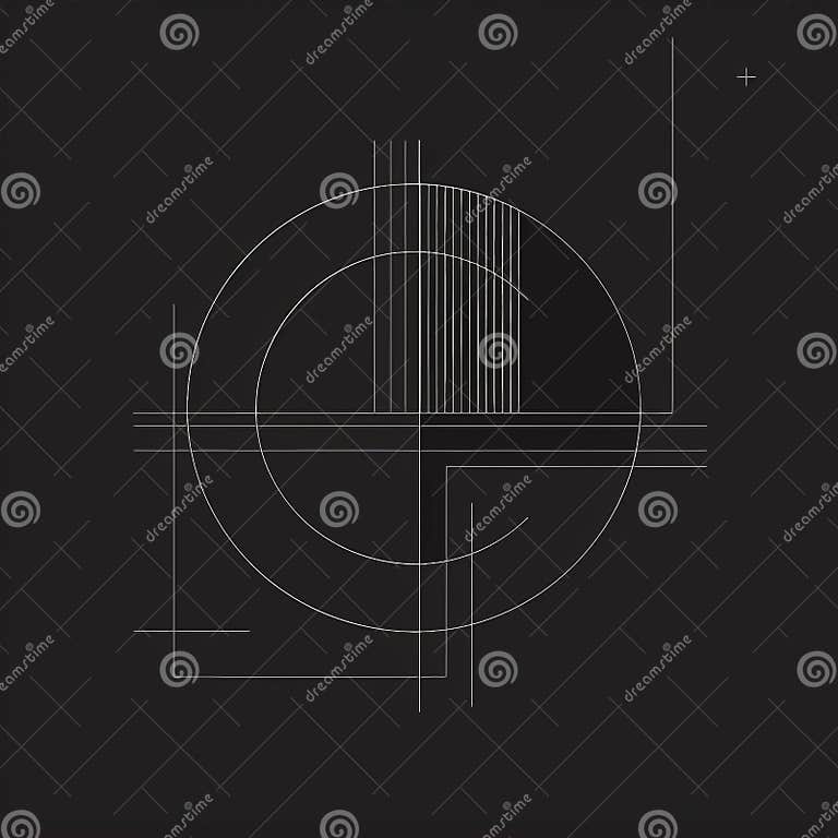 Flat Abstract Logo Design Technical Drawing with Dimensioning Lines ...