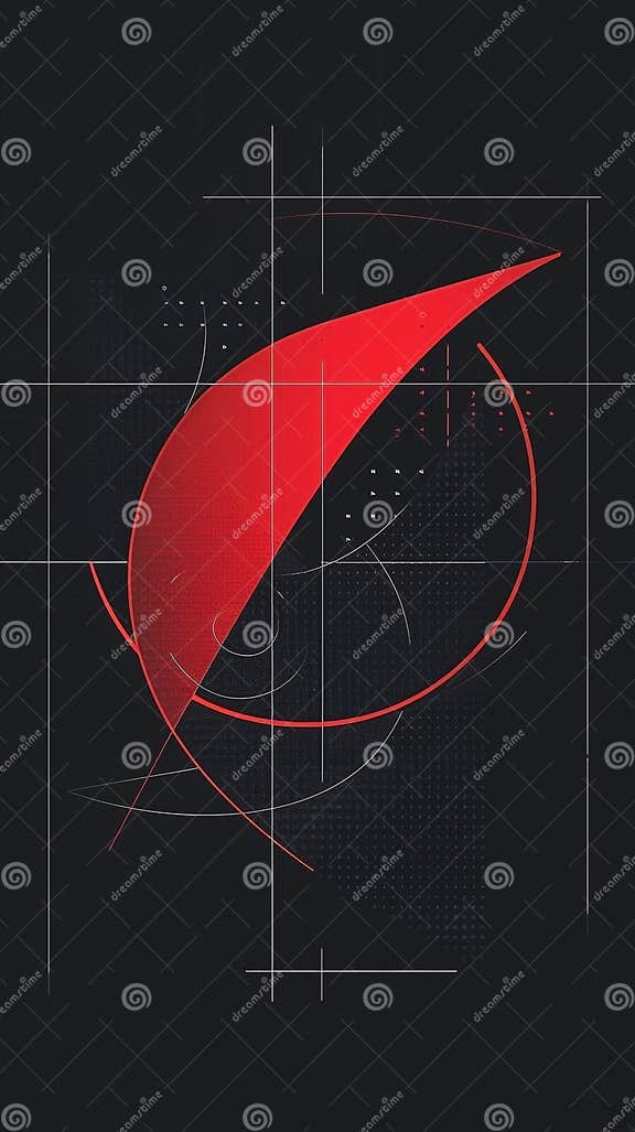 Flat Abstract Logo Design Technical Drawing with Dimensioning Lines ...