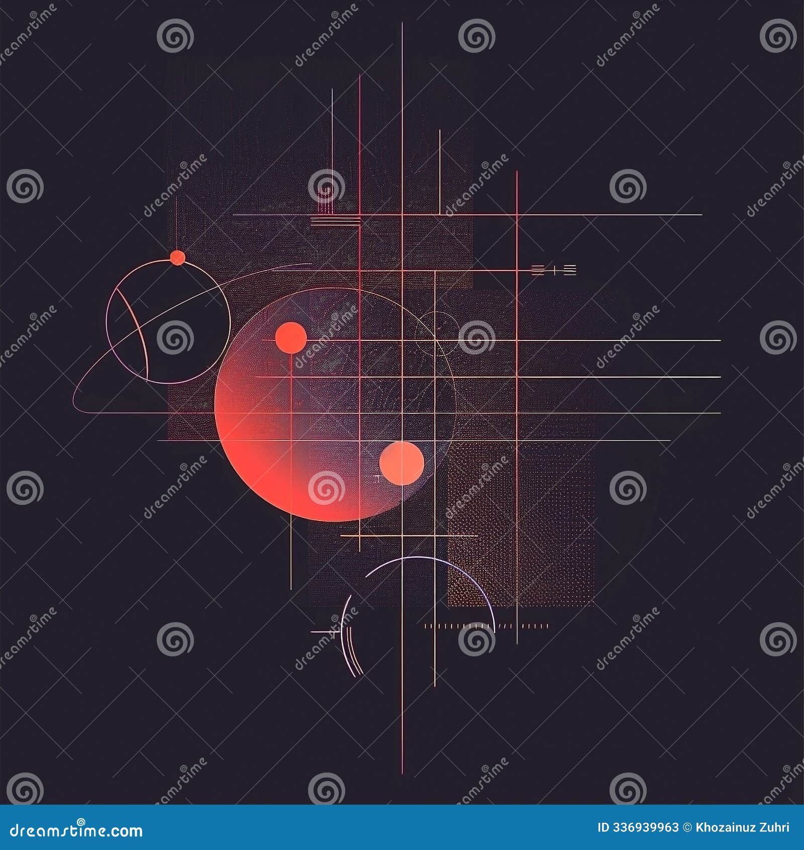 Flat Abstract Logo Design Technical Drawing With Dimensioning Lines ...