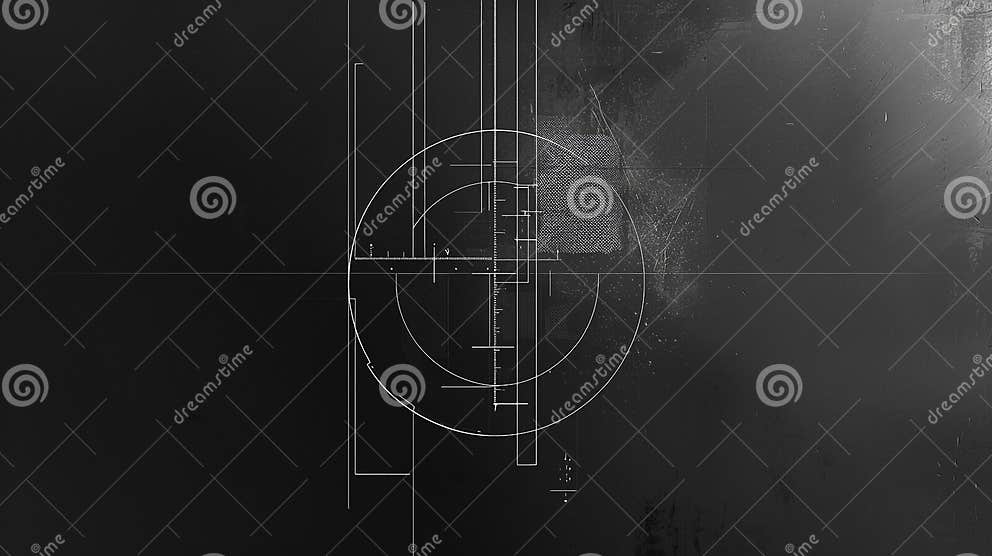 Flat Abstract Logo Design Technical Drawing with Dimensioning Lines ...