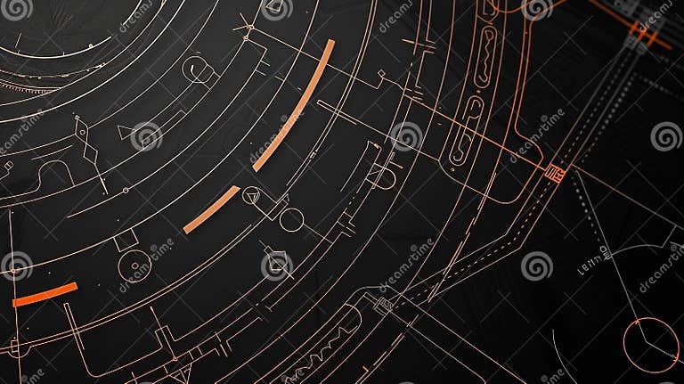 Flat Abstract Logo Design Technical Drawing with Dimensioning Lines ...