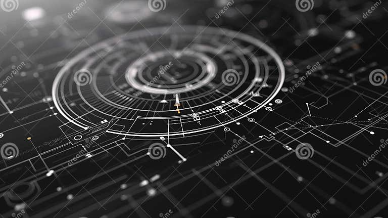 Flat Abstract Logo Design Technical Drawing with Dimensioning Lines ...