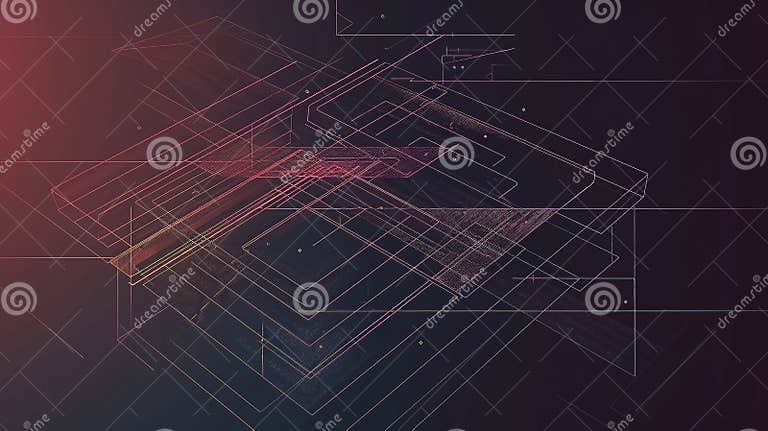 Flat Abstract Logo Design Technical Drawing with Dimensioning Lines ...