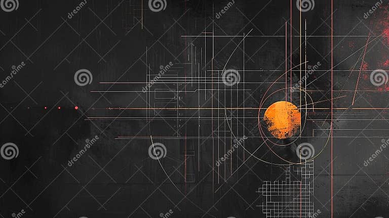 Flat Abstract Logo Design Technical Drawing with Dimensioning Lines ...