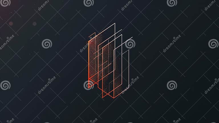 Flat Abstract Logo Design Technical Drawing with Dimensioning Lines ...