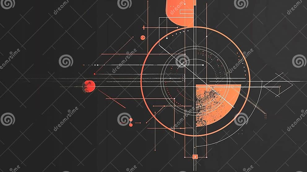 Flat Abstract Logo Design Technical Drawing with Dimensioning Lines ...