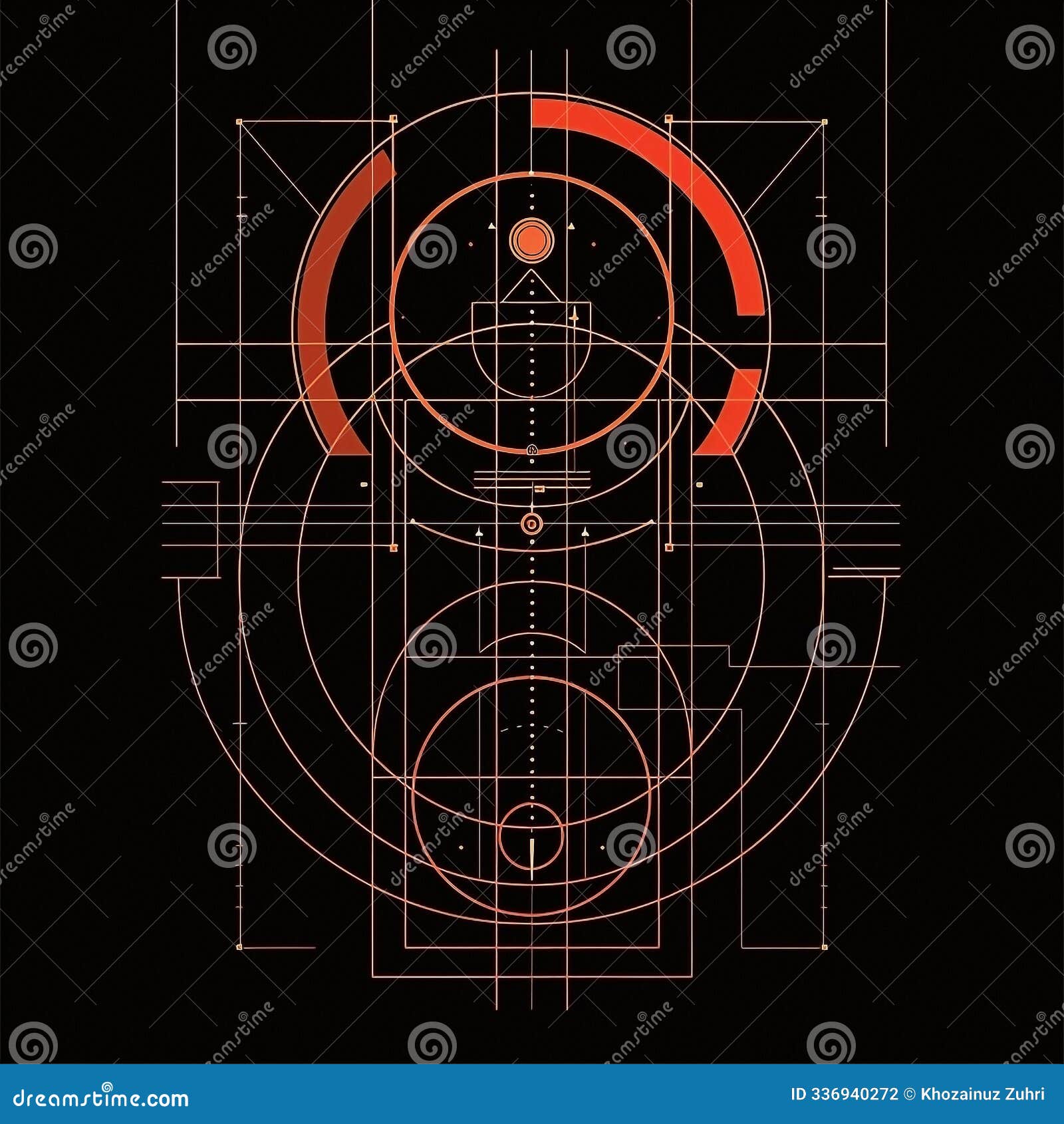 Flat Abstract Logo Design Technical Drawing With Dimensioning Lines ...