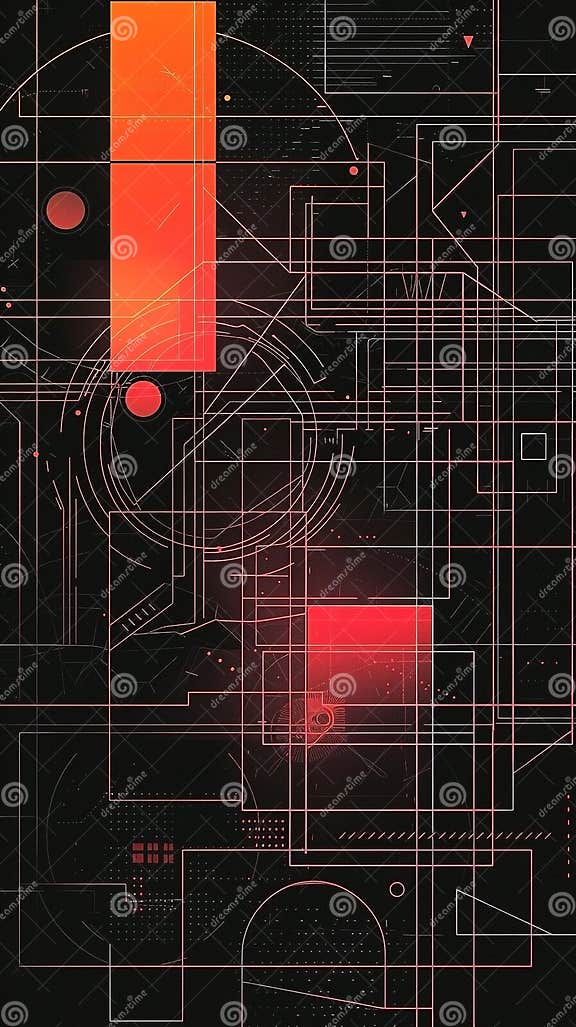 Flat Abstract Logo Design Technical Drawing with Dimensioning Lines ...