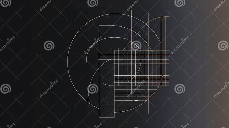 Flat Abstract Logo Design Technical Drawing with Dimensioning Lines ...