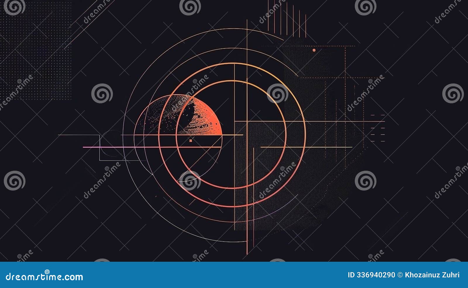 Flat Abstract Logo Design Technical Drawing with Dimensioning Lines ...