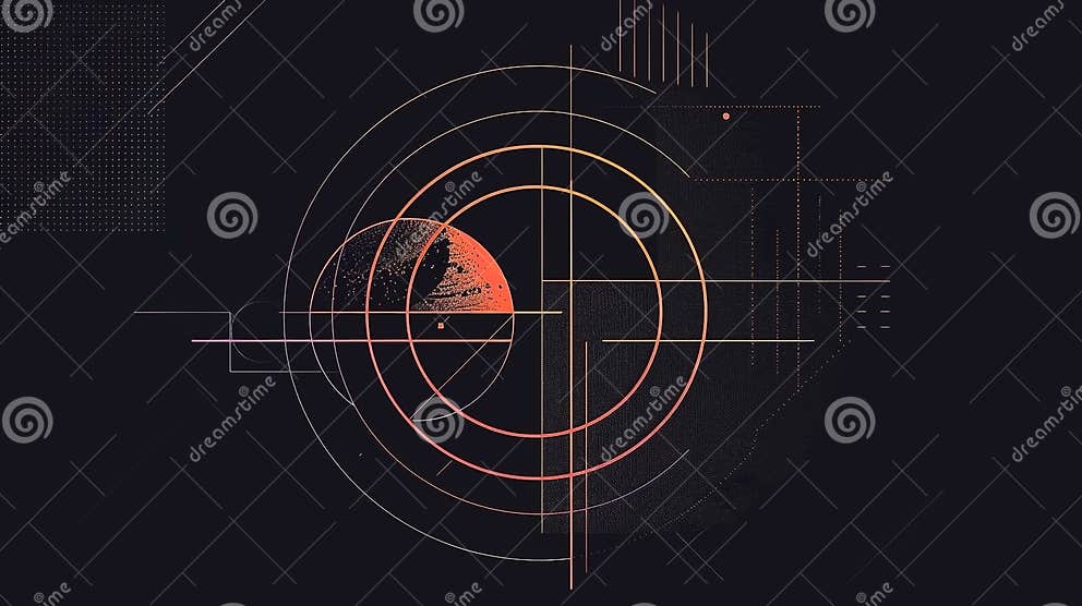 Flat Abstract Logo Design Technical Drawing with Dimensioning Lines ...