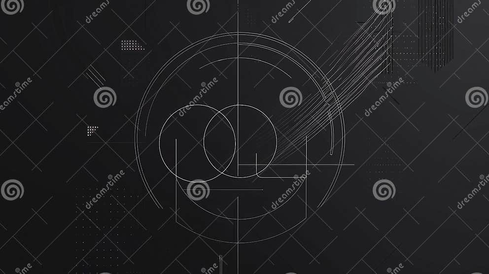 Flat Abstract Logo Design Technical Drawing with Dimensioning Lines ...