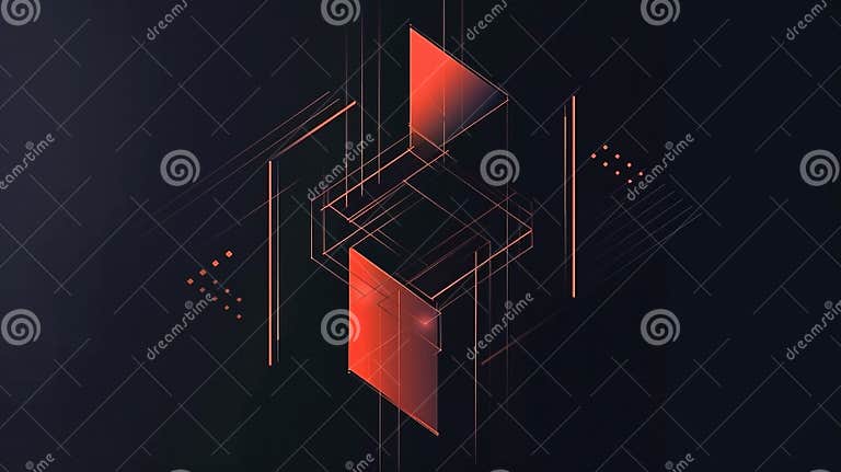 Flat Abstract Logo Design Technical Drawing with Dimensioning Lines ...