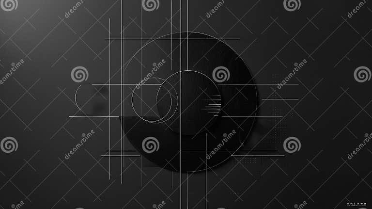 Flat Abstract Logo Design Technical Drawing with Dimensioning Lines ...