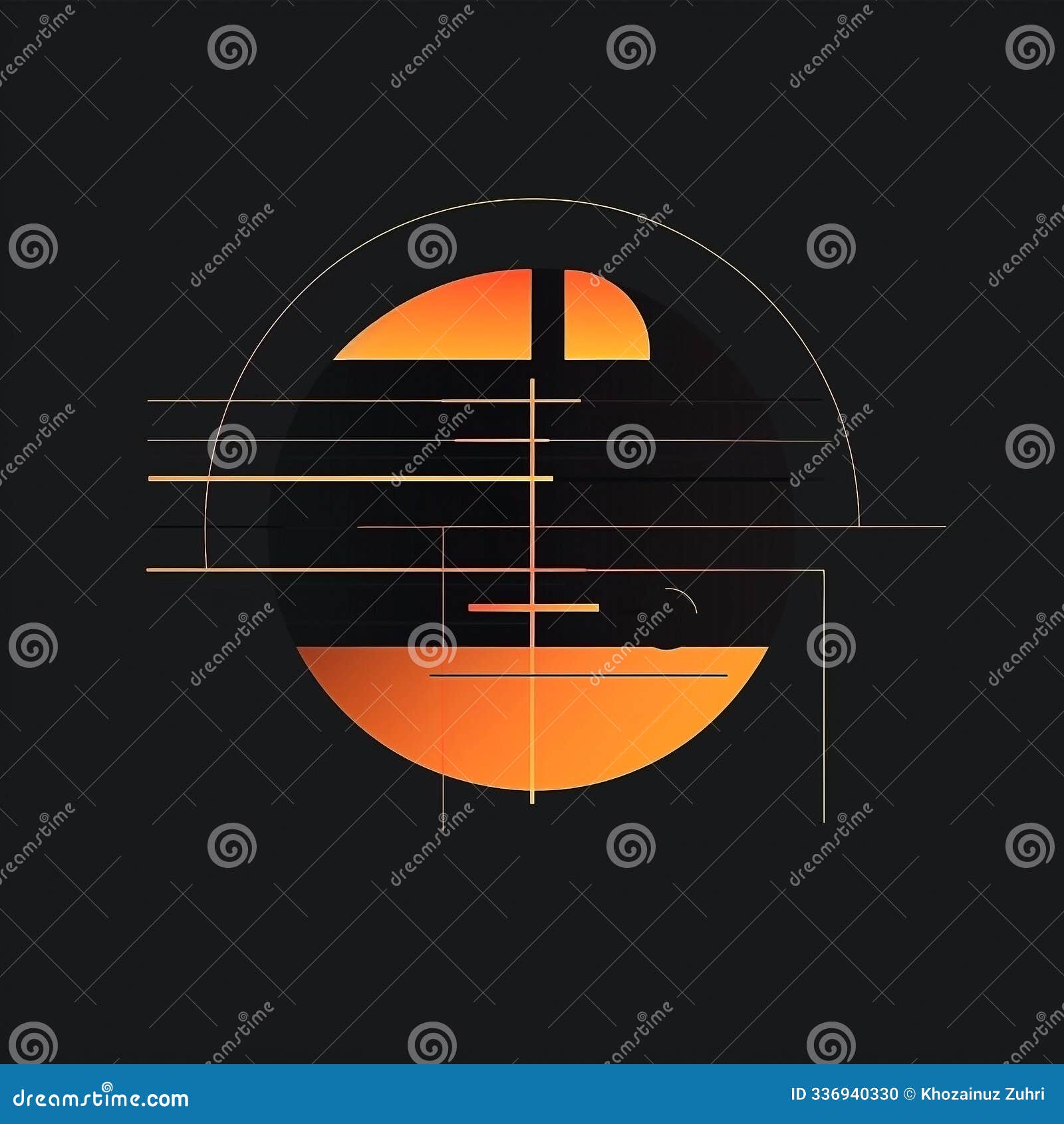Flat Abstract Logo Design Technical Drawing With Dimensioning Lines ...