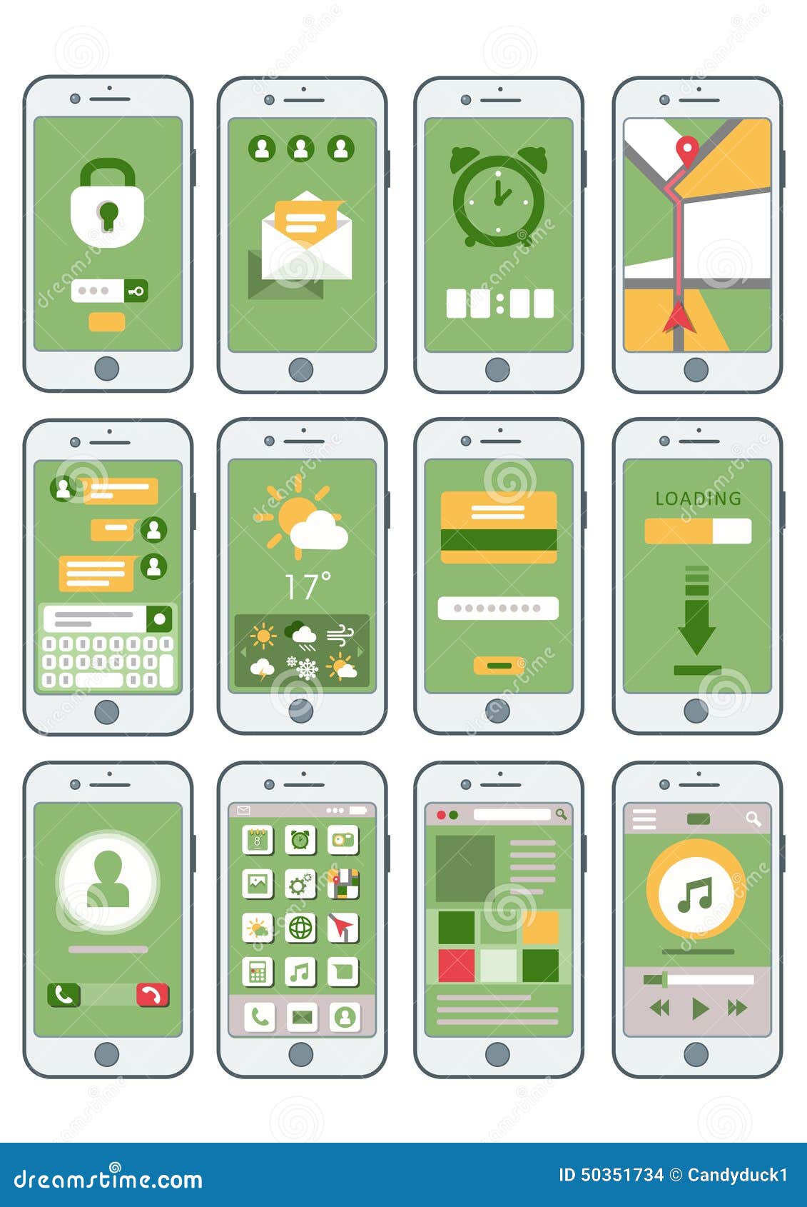 Flat Abstract Mobile Gadgets Interface Stock Vector - Illustration of ...