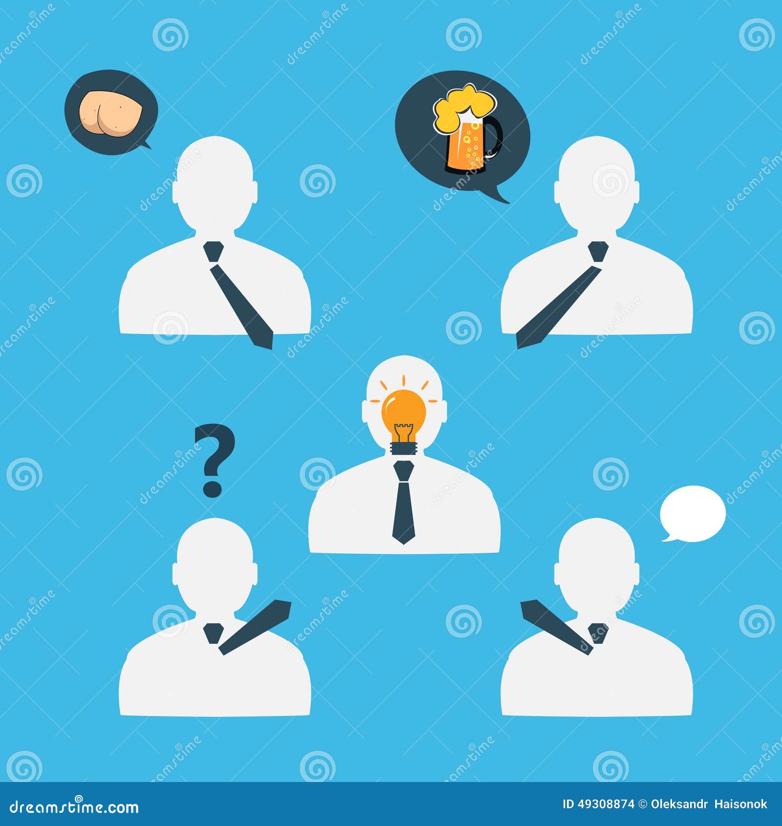 Flat Abstract People Icons while Brainstorming Eps Stock Vector ...