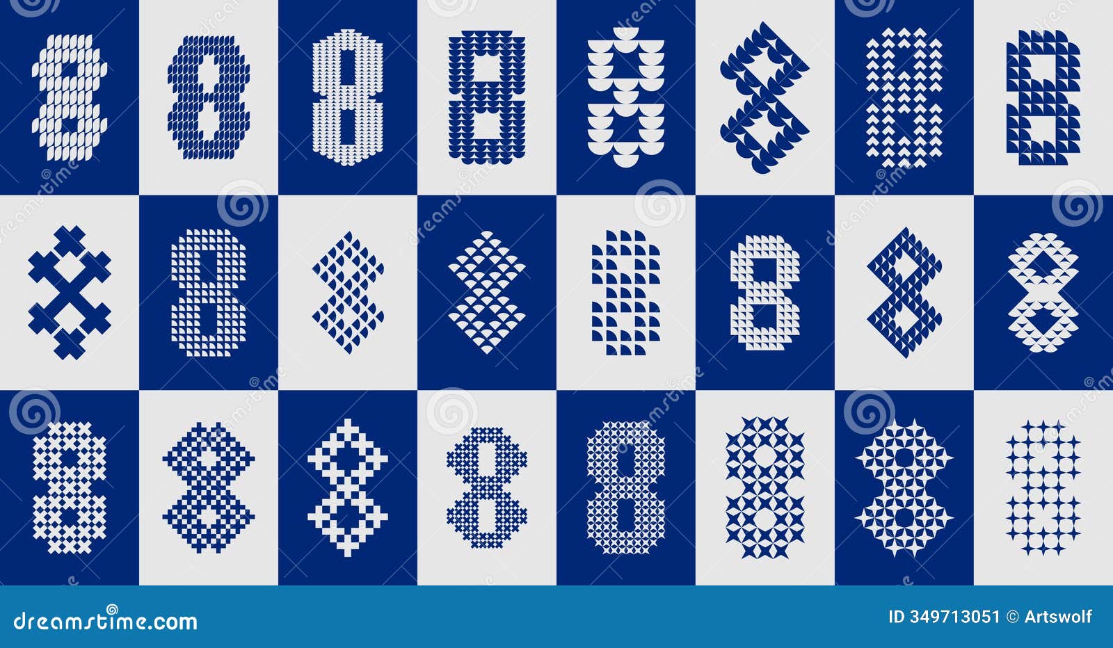 Flat Abstract Shape Number 8 Logo Symbol Set Stock Vector ...