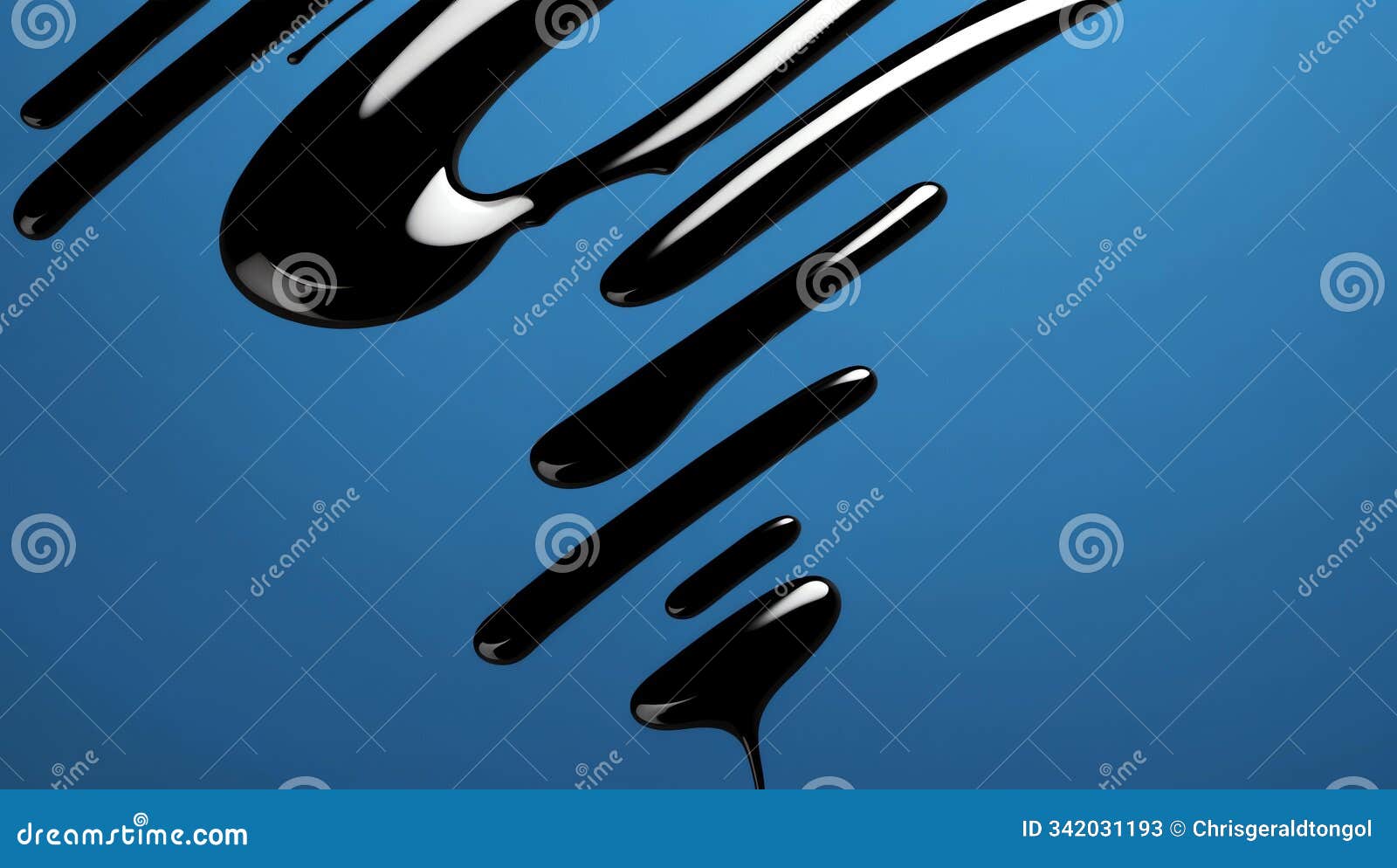 Flat Aesthetic Linear Dripping Black Paint on Blue Bac Ai Generated ...