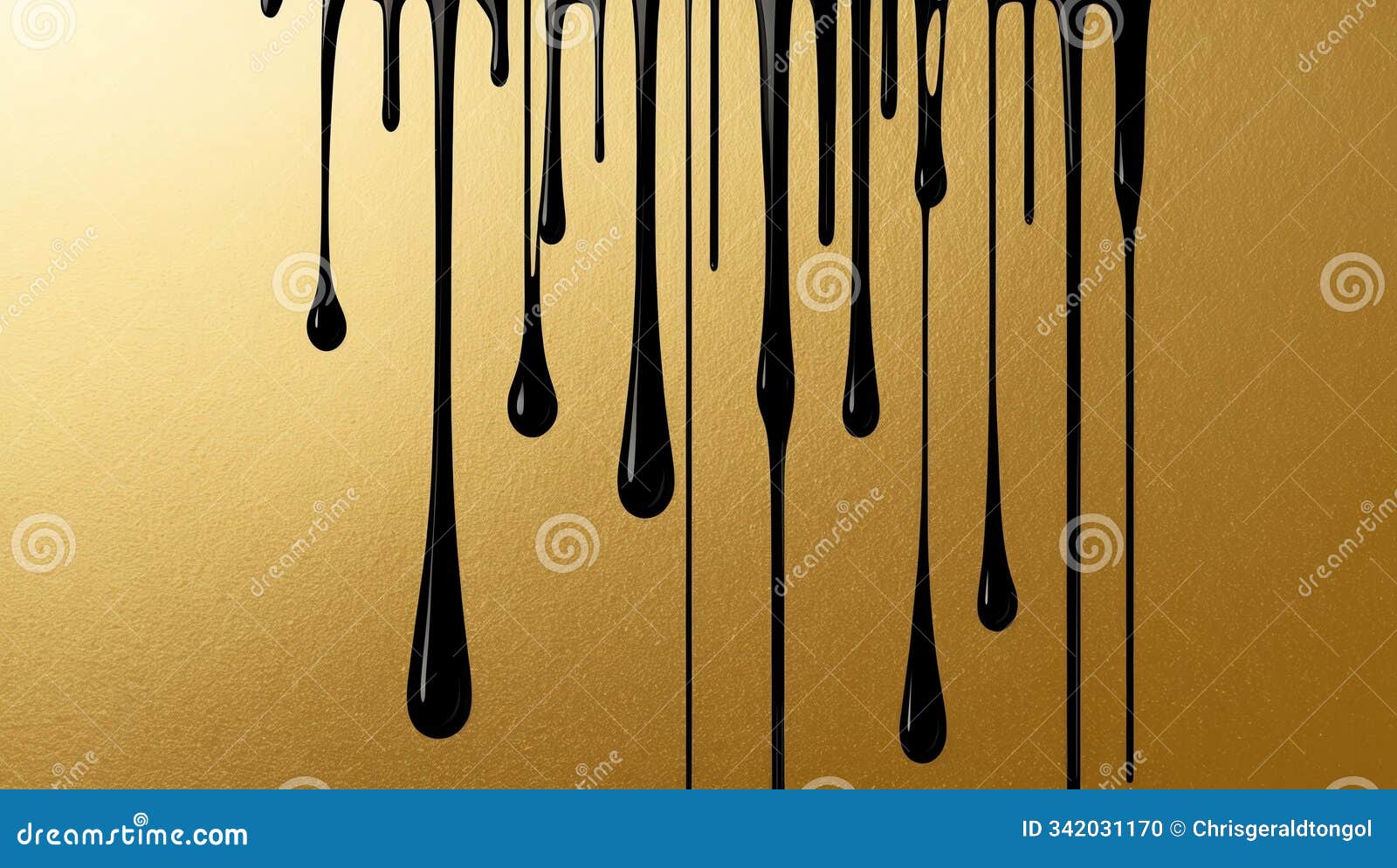 Flat Aesthetic Linear Dripping Black Paint on Gold Bac Ai Generated ...