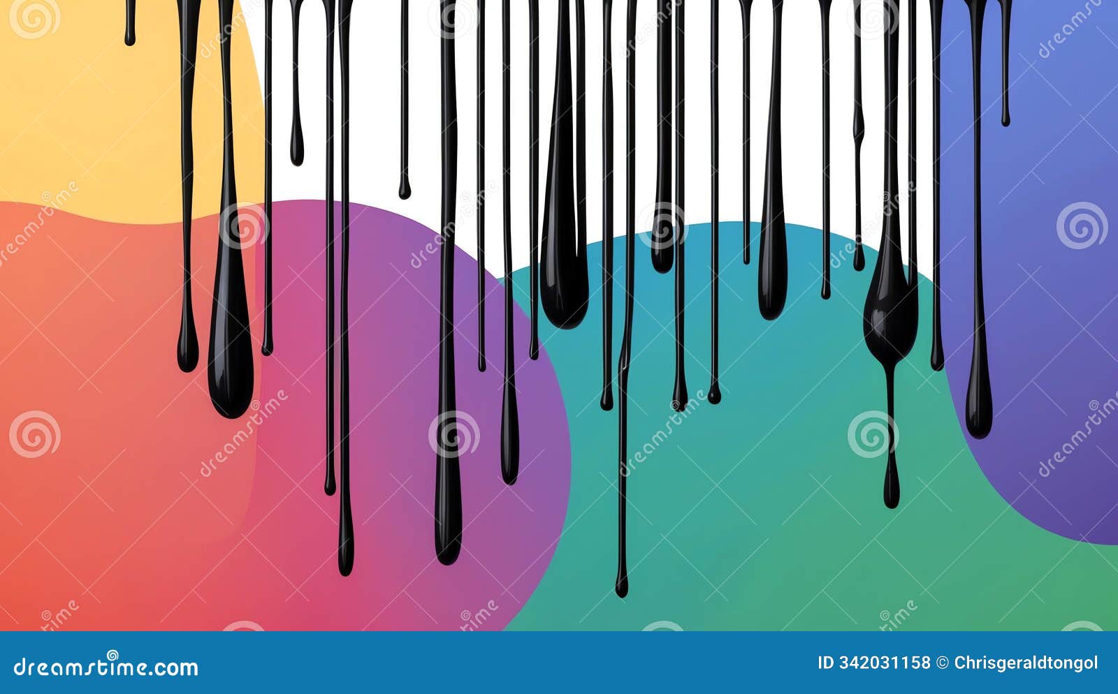 Flat Aesthetic Linear Dripping Black Paint on Multicol Ai Generated ...