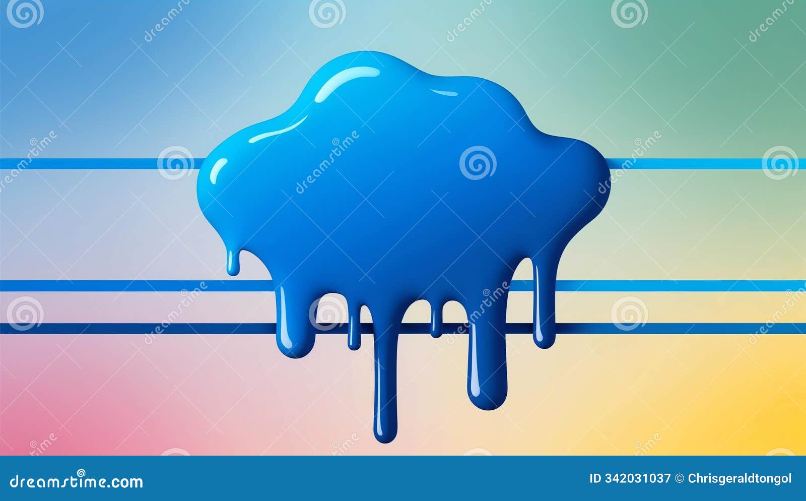 Flat Aesthetic Linear Dripping Blue Paint On Multicolo Ai Generated ...