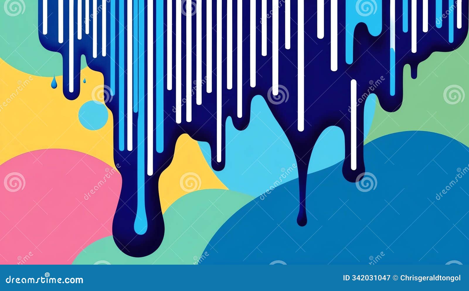 Flat Aesthetic Linear Dripping Blue Paint On Multicolo Ai Generated ...