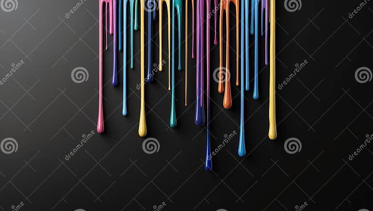 Flat Aesthetic Linear Dripping Multicolor Paint on Bla Ai Generated ...