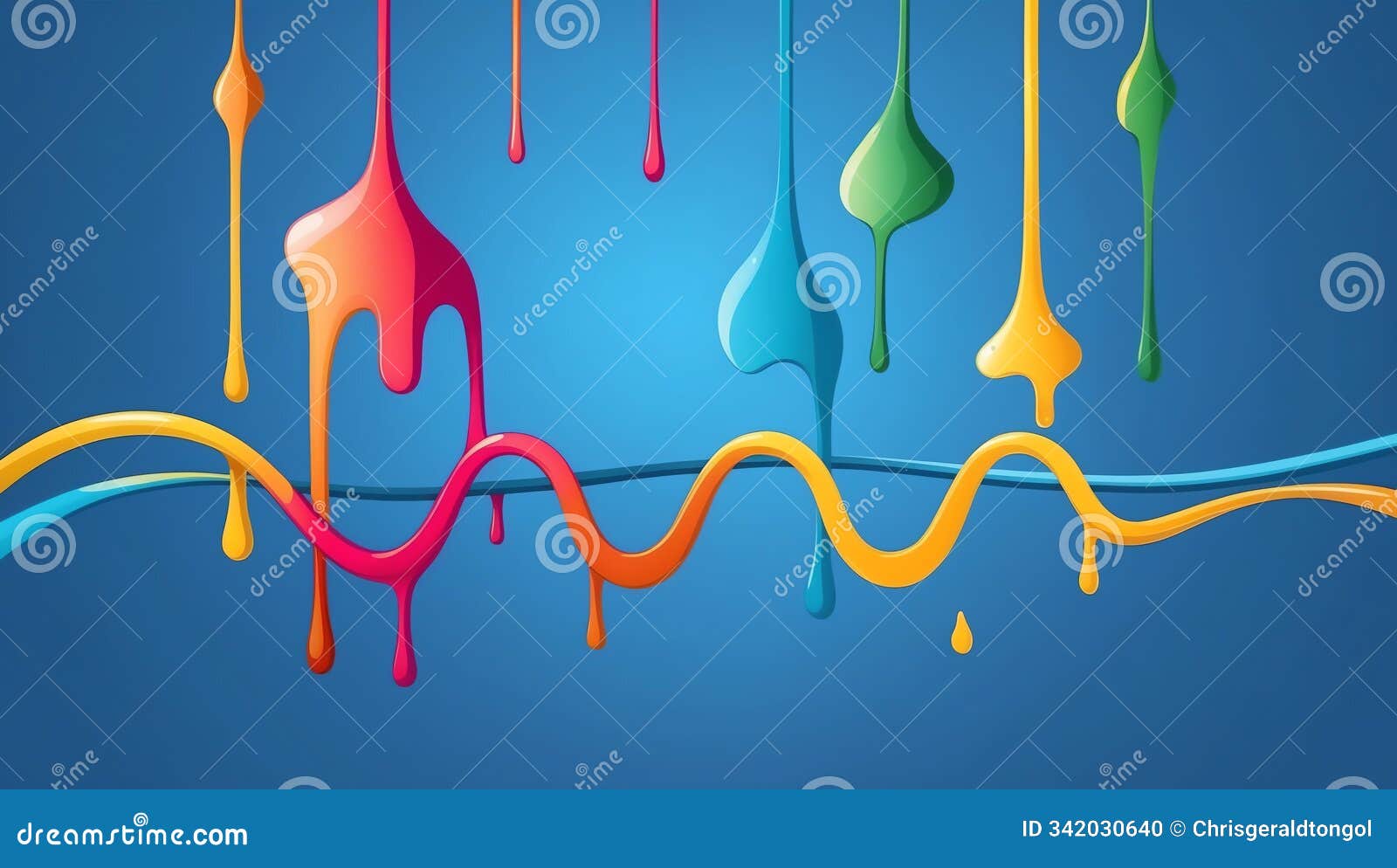 Flat Aesthetic Linear Dripping Multicolor Paint On Blu Ai Generated ...