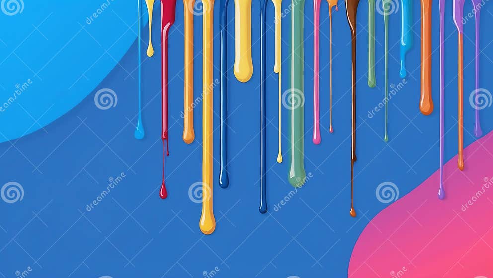 Flat Aesthetic Linear Dripping Multicolor Paint on Blu Ai Generated ...