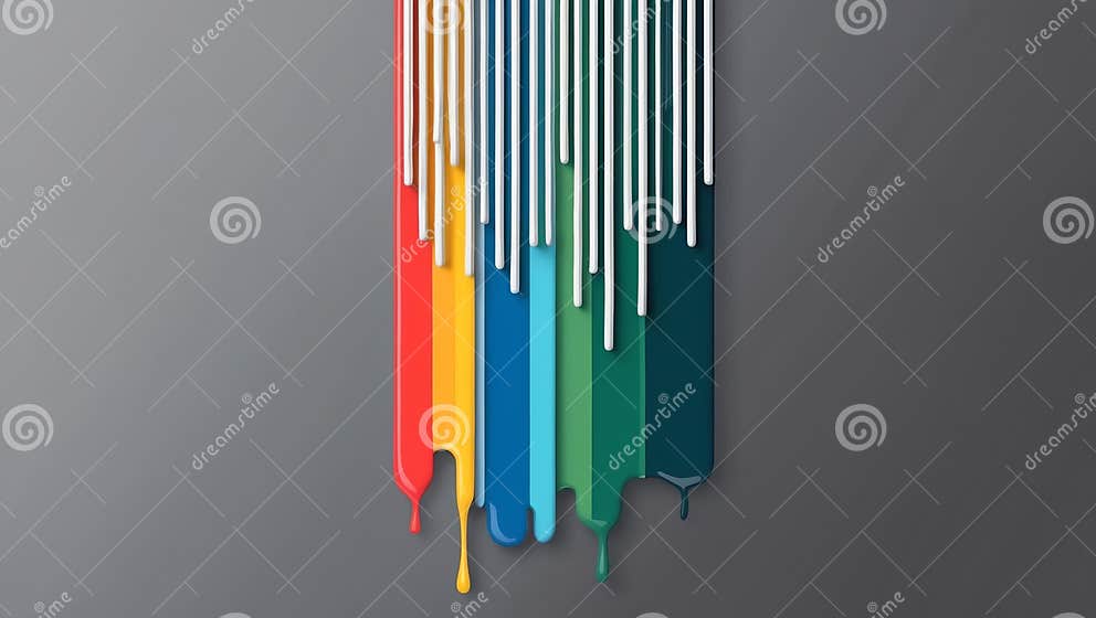 Flat Aesthetic Linear Dripping Multicolor Paint on Gre Ai Generated ...