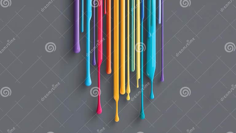 Flat Aesthetic Linear Dripping Multicolor Paint on Gre Ai Generated ...