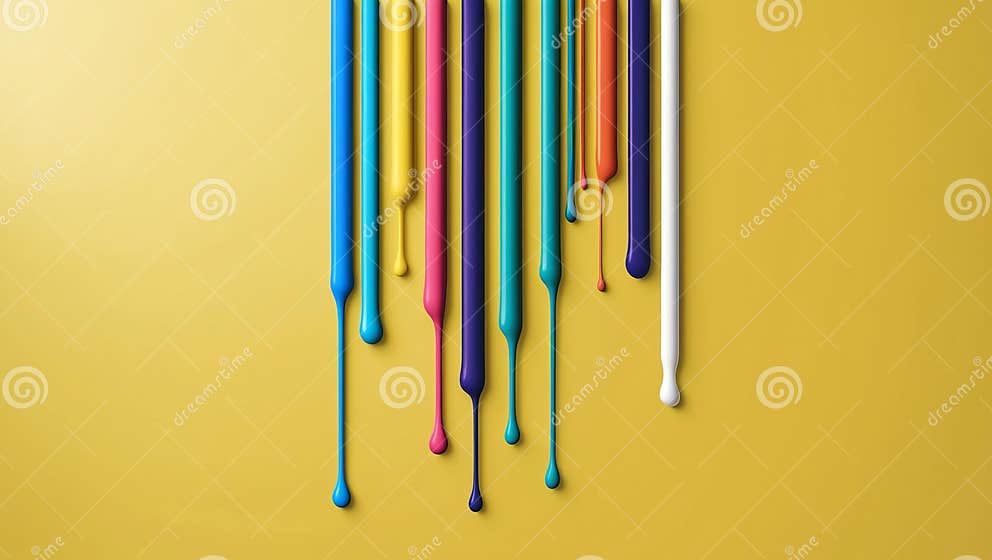 Flat Aesthetic Linear Dripping Multicolor Paint on Yel Ai Generated ...