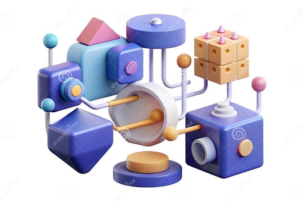 Flat AI Driven Data Flow Elements Concept As Abstract Elements Featuring Dynamic Data Streams ...