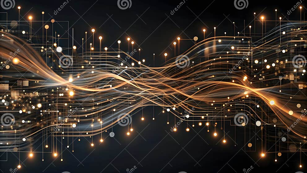 Flat AI Driven Data Flow Elements Concept As Abstract Elements Featuring Dynamic Data Streams ...