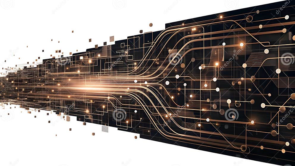 Flat AI Driven Data Flow Elements Concept As Abstract Elements Featuring Dynamic Data Streams ...