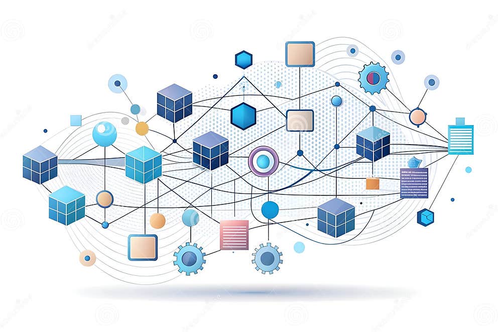 Flat AI Driven Data Flow Elements Concept As Abstract Elements ...