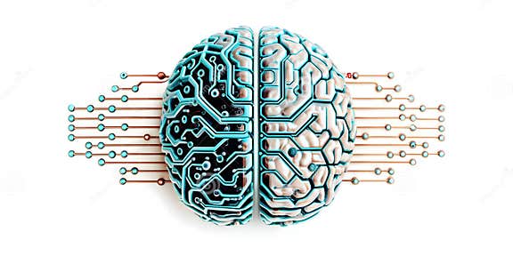 Flat AI Driven Digital Brain Elements Concept As Abstract Elements ...