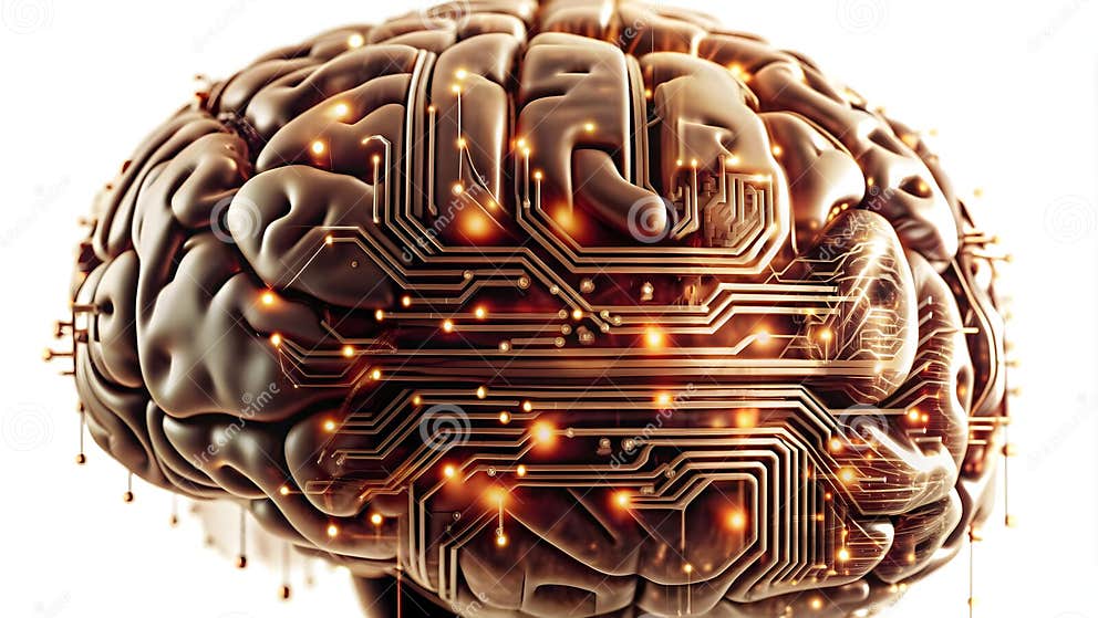 Flat AI Driven Digital Brain Elements Concept As Abstract Elements ...